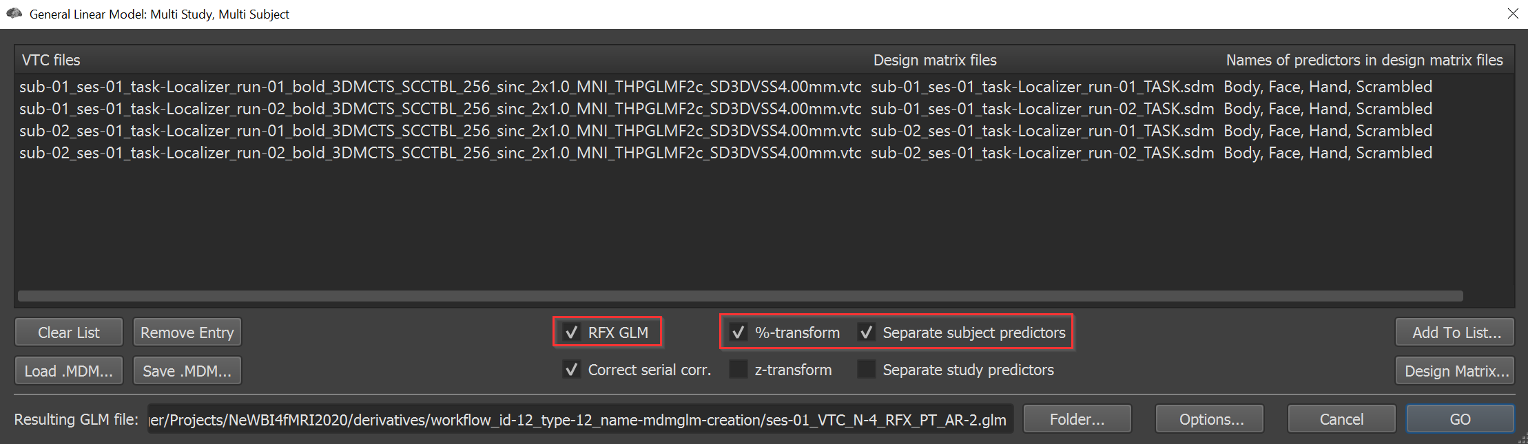 Separate Subjects (SPSB) and Random Effects (RFX) Analysis